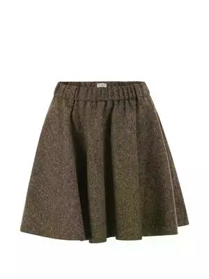Brunello Cucinelli Textured Flared Mini Skirt - Brown