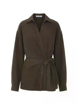 ELEH Bow-detail Wrap-style Shirt - Brown