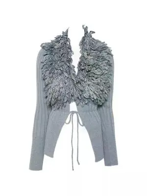 Liu Jo Fringe-trim Ribbed-knit Cardigan - Blue