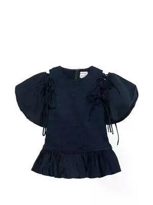 DAMSON MADDER Becca Shirred Peplum Blouse - Blue