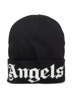 Palm Angels Logo-intarsia Beanie Hat - Black