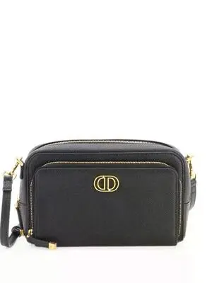 Dior Caro Double Pouch Leather Crossbody Bag - Black
