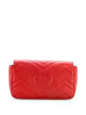 Gucci Gg Marmont Flap Bag Matelasse Leather Super Mini Crossbody Bag - Red