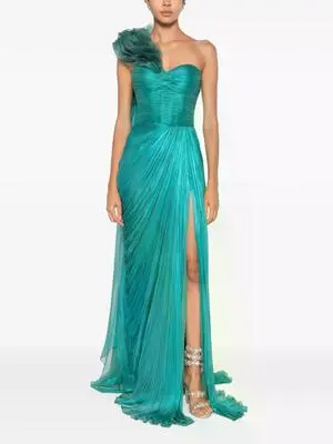 IRIS SERBAN Megan One-shoulder Floral-detail Maxi Dress