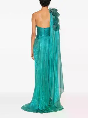 IRIS SERBAN Megan One-shoulder Floral-detail Maxi Dress