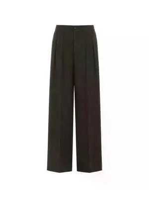 ELEH Pleated Wide-leg Trousers - Brown