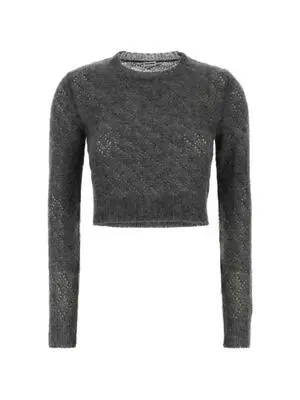 JIL SANDER Open-knit Cropped Sweater - Grey