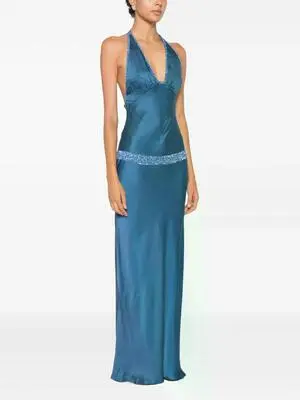 ASTA RESORT Celine Bead-embellished Halterneck Maxi Dress
