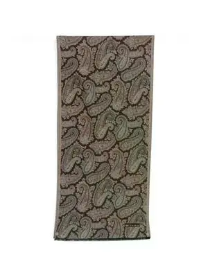 Kiton Paisley-print Fringed Scarf - Brown