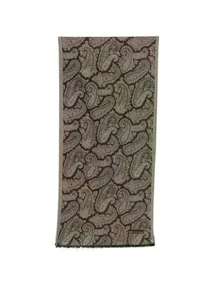 Kiton Paisley-print Fringed Scarf - Brown