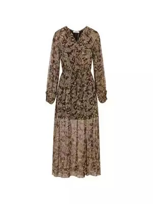 ELEH Paisley-print Drawstring-waist Midi Dress - Brown
