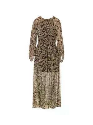 ELEH Paisley-print Drawstring-waist Midi Dress