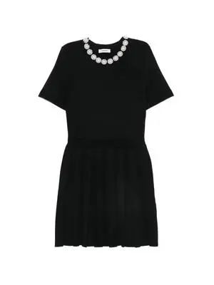 Sandro Pearl-embellished Pleated Mini Dress - Black