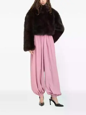 ROTATE BY BIRGER CHRISTENSEN Faux-fur Cropped Jacket Dark - Brown