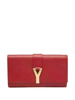 Saint Laurent Y-ligne Textured Clutch Bag - Red