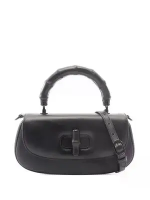 Gucci 2016-2026 Small Calfskin Bamboo Diva Top Handle Bag Satchel - Black