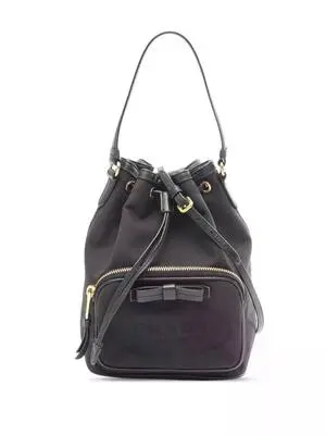 Prada 2010-2026 Canapa Logo Duet Bucket Bag - Black