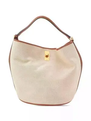 Celine 2000-2026 Medium Canvas Bucket 16 Satchel - Brown