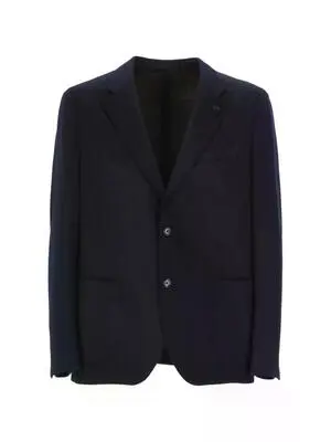 LARDINI Flower-patch Single-breasted Blazer - Blue