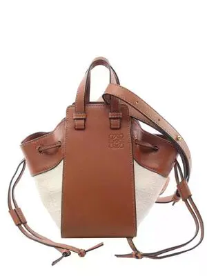 Loewe 2010-2026 Mini Leather And Canvas Hammock Bag Satchel - Brown