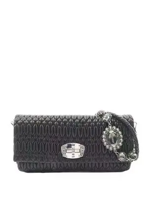 Miu Miu 2010-2026 Matelasse Nappa Crystal Chain Satchel - Black