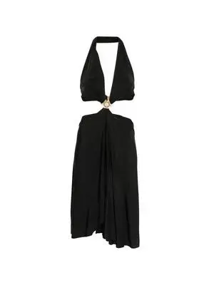 Balmain Cut-out Halterneck Midi Dress - Black