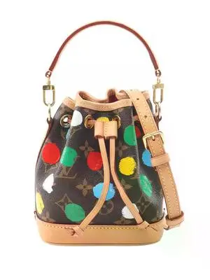LOUIS VUITTON 2023 Yayoi Kusama Monogram Painted Dots Nano Noe Bucket Bag - Brown