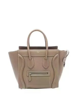 Celine 2010-2026 Micro Leather Luggage Tote Bag - Brown