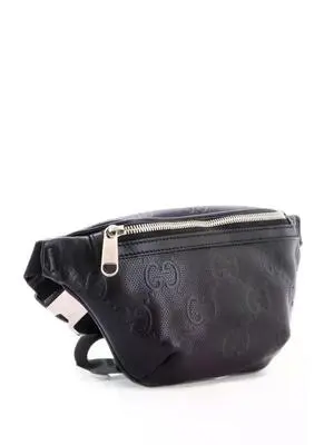 Gucci Gg Embossed Perforated Leather Small Belt Bag - Black