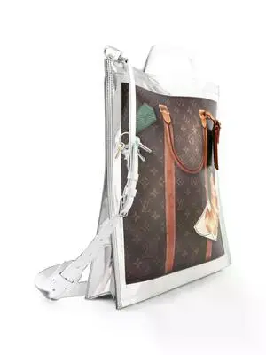 LOUIS VUITTON Freezer Sac Plat Bag Printed Mirror Coated Canvas Tote Bag
