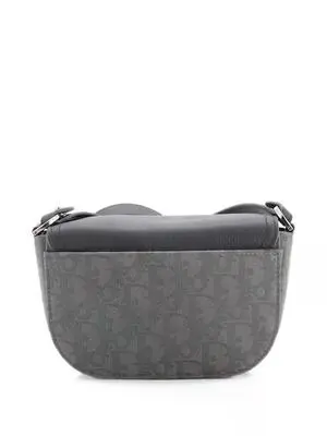 Dior Saddle Buckle Flap Messenger Bag Oblique Canvas And Leather Mini Crossbody Bag - Grey