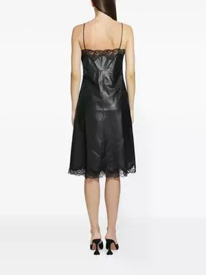 Magda Butrym Lace-trimmed Leather Midi Dress