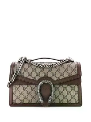 Gucci Dionysus Top Handle Chain Bag Gg Coated Canvas Small Satchel - Brown