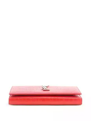 Saint Laurent Classic Monogram Wallet On Chain Crocodile Embossed Leather Small Cross Body Bag