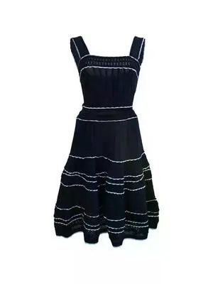 Sandro Pointelle-knit Fit-and-flare Dress - Blue