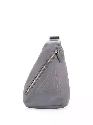 Prada Triangle Logo Sling Bag Leather Backpack - Grey