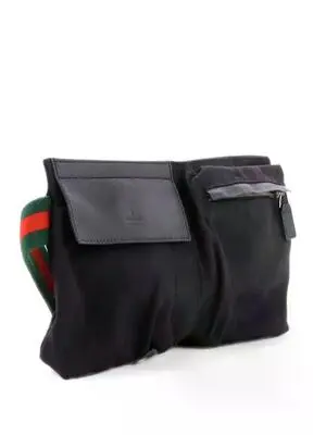 Gucci Vintage Double Gg Canvas With Leather Small Belt Bag