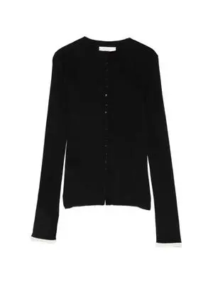 ELEH Ribbed-knit Button-up Sweater - Black