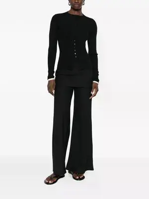 ELEH Ribbed-knit Button-up Sweater