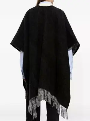 JIMMY CHOO Monogram-pattern Fringed Poncho
