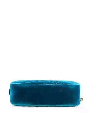 Gucci Gg Marmont Shoulder Bag Matelasse Velvet Small Crossbody Bag - Blue