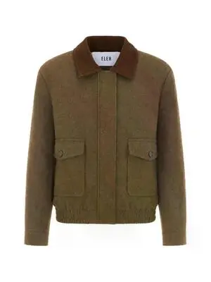 ELEH Herringbone Corduroy-collar Jacket - Brown