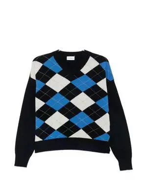 Marella Buono Argyle-intarsia V-neck Sweater - Blue