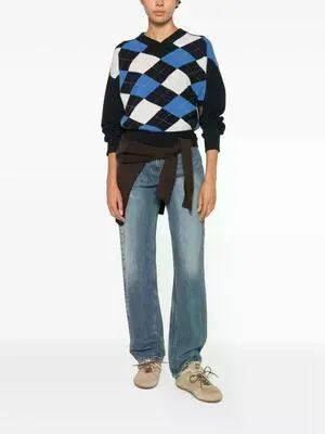 Marella Buono Argyle-intarsia V-neck Sweater