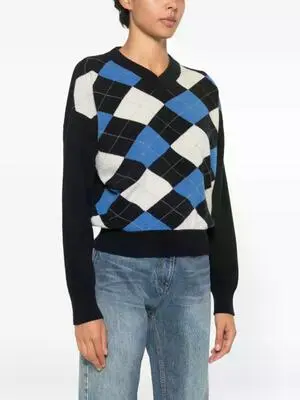Marella Buono Argyle-intarsia V-neck Sweater
