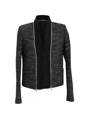 Sandro Tweed Zip-accent Blazer - Black