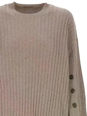 PUROTATTO Ribbed-knit Button-sleeve Sweater