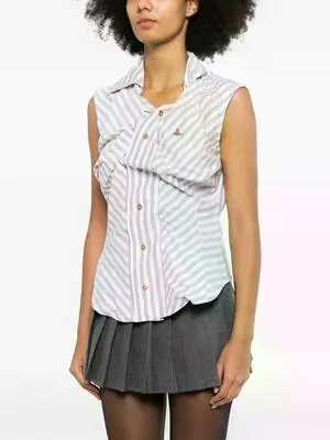 VIVIENNE WESTWOOD Logo-embroidered Striped Shirt