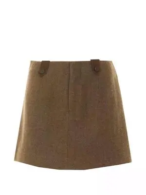 ELEH Herringbone-weave Button-detail Mini Skirt