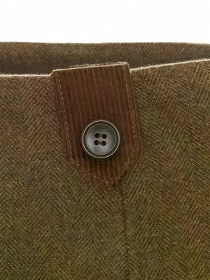 ELEH Herringbone-weave Button-detail Mini Skirt